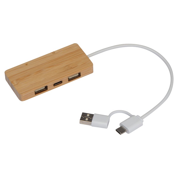 Hub USB cu 3 iesiri bambus Kuala Lumpur PC103754 - Promotionale